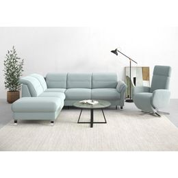 Sit & More Ecksofa SIT & MORE, B:247cm H:85cm T:222cm, blau, Wohnzimmer, Sofas, "Grenoble L-Form mit Federkern", wahlweise mit Bettfunktion, Bettkasten, Arm-