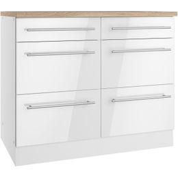 Unterschrank KOCHSTATION, B:100cm H:85cm T:60cm, wei&szlig;, K&uuml;che, Schr&auml;nke, "KS-Wien", edel aussehende gestiftete Fronten