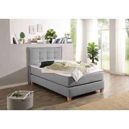 Boxspringbett Home Affaire, B:140cm L:209cm, grau, Komplettbetten, inklusive Komfortschaum-Topper