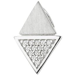Kettenanh&auml;nger Jobo "Anh&auml;nger Dreieck dreieckig 18 mm", silber 925, wei&szlig;, Schmuckanh&auml;nger, Damen, Silber 925 (Sterlingsilber), Kettenanh&auml;nger, 925 Silber rhodiniert mit 15 Zirkonia