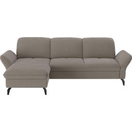 Sit & More Ecksofa SIT & MORE, B:267cm H:88cm T:200cm, grau, 100% Polyester, Wohnzimmer, Sofas, "Leandro L-Form", Wahlweise mit Bett-, Kopfteil - und