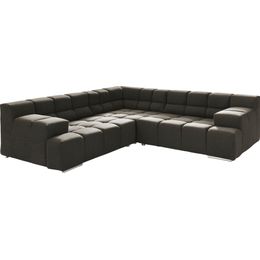 Ecksofa DESIGNWERK, B:257cm T:257cm, gr&uuml;n, 100% Polyester, Wohnzimmer, Sofas, "Temple L-Form, tolles Designsofa", mit Sitztiefenverstellung