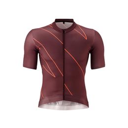 Gonso Herren Radtrikot "Road Jersey Print M", rot, Gr. S, 86% Polyester, 14% Elasthan, Trikots, Herren Fahrradtrikot kurzarm, Full-Zip Trikot,