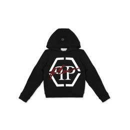 Philipp Plein Jungen Sweatshirt "Hoodie sweatshirt Hexagon"02, schwarz, Gr. 4, Obermaterial: 5% Elasthan, 95% Baumwolle; Futter: 100% Polyester,
