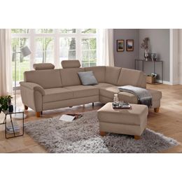 Ecksofa Home Affaire, B:250cm H:89cm T:201cm, beige, Struktur ( 100% Polyester);Struktur fein ( 100% Polyester);Luxus-Microfaser ALTARA NUBUCK (100%
