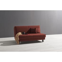 ell+ell Schlafsofa ELL + ELL, B:160cm T:100cm, rot, Jugendzimmer, Sofas, "Enny", Liegefl&auml;che Breite 155 cm, Liegeh&ouml;he 40 cm, F&uuml;&szlig;e alufarben