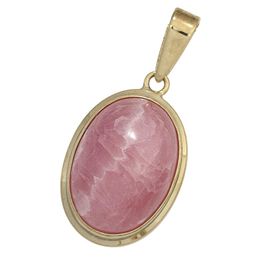Jobo Damen Kettenanh&auml;nger "Anh&auml;nger oval rosa 18 mm", Gelbgold 585rosa, rosa, Gelbgold 585, Schmuckanh&auml;nger, 585 Gold mit Rhodochrosit