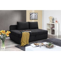 Schlafsofa Alina, B:201cm H:73cm T:95cm, schwarz, Struktur fein XBO (100% Polyester), Jugendzimmer, Sofas, "Marla", inkl. Stauraum und 2 R&uuml;ckenkissen