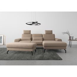 Sit & More Ecksofa SIT & MORE, B:283cm H:91cm T:175cm, grau, Wohnzimmer, Sofas, "Cinturo L-Form", inklusive Sitztiefenverstellung und Federkern, Sitzh&ouml;he 48 cm