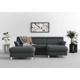 Sit & More Ecksofa SIT & MORE, B:257cm T:166cm, grau, 100% Polyester, Wohnzimmer, Sofas, "Marano L-Form", inklusive Kopfteilverstellung, wahlweise mit