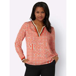 Inspirationen Damen Schlupfbluse, orange, Gr. 42, gemustert, mehrfarbig, 100% Polyester, Blusen