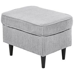 Hocker, B:63cm H:43cm T:42cm, grau, ED EXCITING DESIGN, 92% Polyester, 8% Nylon, Wohnzimmer, Hocker, "Oskar", mit Massivholzf&uuml;&szlig;en