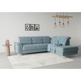Sit & More Ecksofa SIT & MORE, B:251cm H:85cm T:220cm, blau, 90% Polyester, 10% Polyamid, Wohnzimmer, Sofas, "Sinatra L-Form", mit Ottomane, optional mit