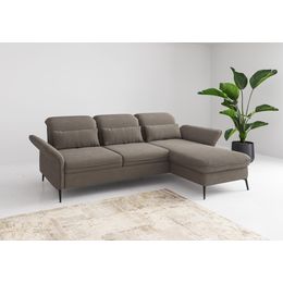 Sit & More Ecksofa SIT & MORE, B:264cm H:92cm T:198cm, braun, 100% Polyester, Wohnzimmer, Sofas, "Emely, inkl. Sitztiefenverstellung", wahlweise mit