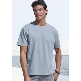 John Devin Herren T-Shirt "mit Struktur", blau, Gr. M, unifarben, Jersey, Obermaterial: 60% Baumwolle, 40% Polyester, Shirts, Rundhalsshirt mit