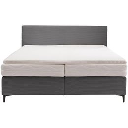 Boxspringbett Alina, B:192cm L:212cm, grau, Cord GCT (92% Polyeste, 8% Nylon), Jugendzimmer, Komplettbetten, "Pico", inkl. Matratzen und Topper