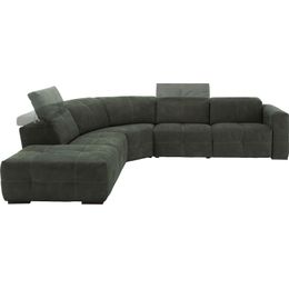 Ecksofa Egoitaliano, B:300cm H:100cm T:274cm, grau, Luxus-Micofaser Lederoptik (100% Polyester) ist ein neues technisches Gewebe mit einem visuellen