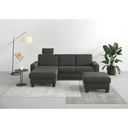 Ecksofa Home Affaire, B:249cm H:91cm T:164cm, grau, 95% Polyester, 5% Polyamid, Wohnzimmer, Sofas, "Summer L-Form", mit Recamiere, mit oder ohne