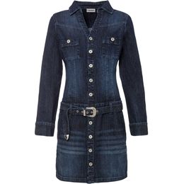 bonprix Damen Jeanskleid, blau, Gr. 42, Obermaterial: 82% Baumwolle, 17% Polyester, 1% Elasthan, Kleider, aus Baumwolle, Polyester und Elasthan,