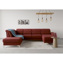 Sit & More Wohnlandschaft SIT & MORE, B:326cm H:85cm T:220cm, rot, 100% Polyester, Sofas, "Sinatra U-Form", optional mit Kopfteilverstellung und Armteilfunktion