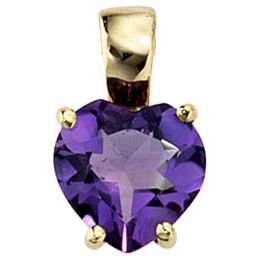 Jobo Damen Herzanh&auml;nger "Anh&auml;nger Herz Amethystanh&auml;nger 12 mm", Gelbgold 333lila, lila, Gelbgold 333, Schmuckanh&auml;nger, 333 Gold mit Amethyst