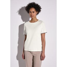 Street One Damen T-Shirt, wei&szlig;, Gr. 46, unifarben, Web, 50% Modal, 50% Baumwolle, Shirts, mit Rundhalsausschnitt