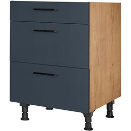 Unterschrank Nobilia, B:90cm H:87cm T:58,3cm, blau, K&uuml;che, Schr&auml;nke, ""Easytouch", vormontiert, mit h&ouml;henverstellbaren Sockelf&uuml;&szlig;en, in den", Breiten