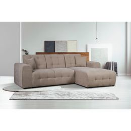 Ecksofa Home Affaire, B:234cm H:85cm T:163cm, grau, 100% Polyester, Wohnzimmer, Sofas, "Nosia L-Form", incl. 2 Zierkissen, mit feiner Steppung