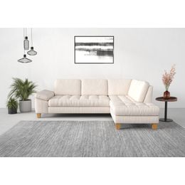 Sit & More Ecksofa SIT & MORE, B:261cm H:88cm T:179cm, beige, 100% Polyester, Wohnzimmer, Sofas, "Westham L-Form", mit Ottomane, mit oder ohne Bettfunktion,
