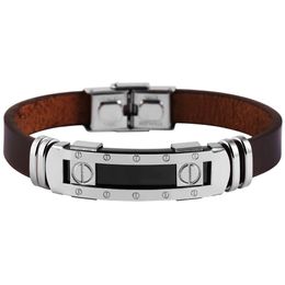 Adelia&acute;s ADELIA ́S Herren Armband "Herren Armband aus Leder 22 cm", 22cm, Lederbraun, Leder, Armb&auml;nder, Zum Verschenken &ndash; passend f&uuml;r viele Anl&auml;sse
