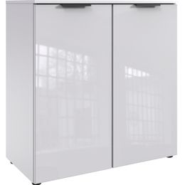 Kommode wimex, B:81cm H:92cm T:41cm, wei&szlig;, Spanplatte, Sideboards, "Level36 black C by fresh to go", mit Glaselementen auf der Front, soft-close