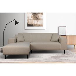 Ecksofa Home Affaire, B:235cm H:81cm T:163cm, grau, 100% Polyester, Wohnzimmer, Sofas, "ARROS L-Form mit Wellenunterfederung, Ma&szlig;e B/T/H: 235/163/81