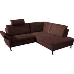 Ecksofa Alina, B:252cm H:108cm T:207cm, braun, Microfaser Antiklederoptik (100% Polyester), Wohnzimmer, Sofas, "Janis", inkl. Sitztiefenverstellung