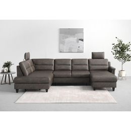 Sit & More Wohnlandschaft SIT & MORE, B:325cm H:90cm T:187cm, braun, Sofas, "Far&ouml; U-Form", inklusive Federkern, wahlweise mit Bettfunktion und Bettkasten