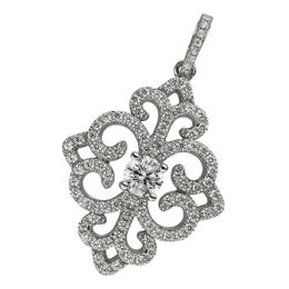 Kettenanh&auml;nger Jobo "Anh&auml;nger Silberanh&auml;nger Ornament 28 mm", silber 925, wei&szlig;, Schmuckanh&auml;nger, Damen, Silber 925 (Sterlingsilber), Kettenanh&auml;nger, 925 Silber rhodiniert mit 89 Zirkonia