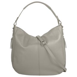 CLUTY Damen Shopper, grau, Leder, leicht gl&auml;nzend, unifarben, Taschen, echt Leder, Made in Italy
