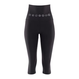 WINSHAPE Damen Leggings "3/4-Functional Comfort HWL212C-silberne 7 Chakras", schwarz, Gr. XS, 85% Polyester, 15% Elasthan, Hosen, High Waist