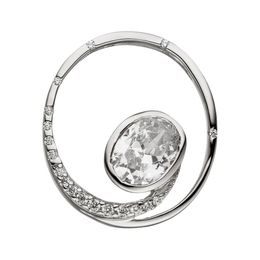Kettenanh&auml;nger Jobo "Anh&auml;nger rund Silberanh&auml;nger 20 mm", silber 925, wei&szlig;, Schmuckanh&auml;nger, Damen, Silber 925 (Sterlingsilber), Kettenanh&auml;nger, 925 Silber rhodiniert mit 19 Zirkonia