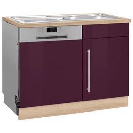 Sp&uuml;lenschrank KOCHSTATION, B:110cm H:85cm T:60cm, lila, K&uuml;che, Schr&auml;nke, "KS-Samos", 110 cm breit, inkl. T&uuml;r/Sockel f&uuml;r Geschirrsp&uuml;ler