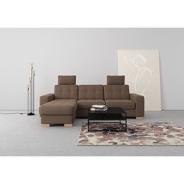Sit & More Ecksofa SIT & MORE, B:252cm H:82cm T:161cm, braun, Wohnzimmer, Sofas, "Quincy L-Form", wahlweise mit Bettfunktion und Bettkasten