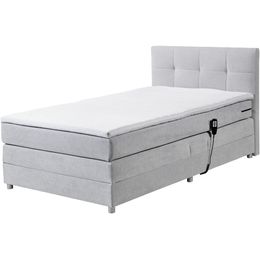 Boxspringbett, B:122cm L:210cm, grau, ED EXCITING DESIGN, 100% Polyester, Jugendzimmer, Komplettbetten, "Toulouse B", inkl. Motor