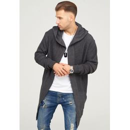 behype Herren Strickjacke "JAROMIR", grau, Gr. S, unifarben, 100% Polyacryl, Strickjacken, mit kuscheliger Kapuze