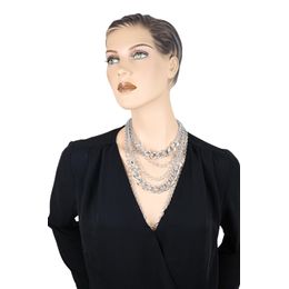 Damen Kette mit Anh&auml;nger "Luxe", silber, Basic, Collezione Alessandro, Metall, Halsketten, mehrreihige Gliederkette