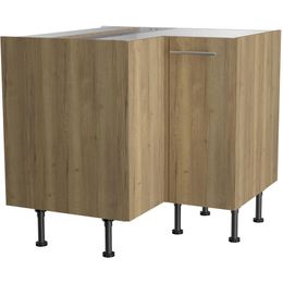 Eckunterschrank Optifit, B:90cm H:87cm T:90cm, braun, Holzwerkstoff, K&uuml;che, Schr&auml;nke, "Klara", Breite 90 x 90 cm