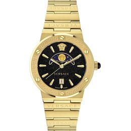 Versace "GRECA LOGO MOONPHASE" Armbanduhr, Damenuhr, Saphirglas, Datum, Swiss Made, Mondphase