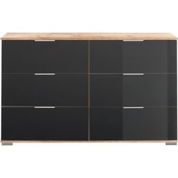 Schubkastenkommode wimex, B:130cm H:83cm T:41cm, grau, Sideboards, "Easy", mit Glas- oder Spiegelfront