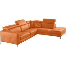 Ecksofa Egoitaliano, B:285cm H:100cm T:221cm, orange, Leder &raquo;BULL&laquo; (echtes Rindsleder). Geschliffenes, pigmentiertes und behandeltes Rindsleder mit