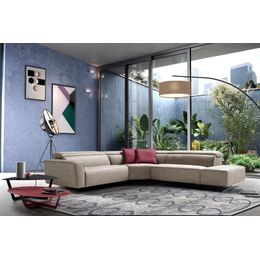 Ecksofa Egoitaliano, B:314cm H:96cm T:284cm, grau, Luxus-Micofaser Lederoptik (100% Polyester) ist ein neues technisches Gewebe mit einem visuellen