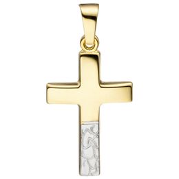 Kreuzanh&auml;nger Jobo "Anh&auml;nger Kreuzanh&auml;nger Kreuz Goldkreuz 20 mm", gelbgold 333, Schmuckanh&auml;nger, Herren, Gelbgold 333, 333 Gold bicolor diamantiert