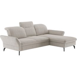 Sit & More Ecksofa SIT & MORE, B:267cm H:88cm T:200cm, beige, 90% Polyester, 10% Polyamid, Wohnzimmer, Sofas, "Leandro L-Form", Wahlweise mit Bett-, Kopfteil -